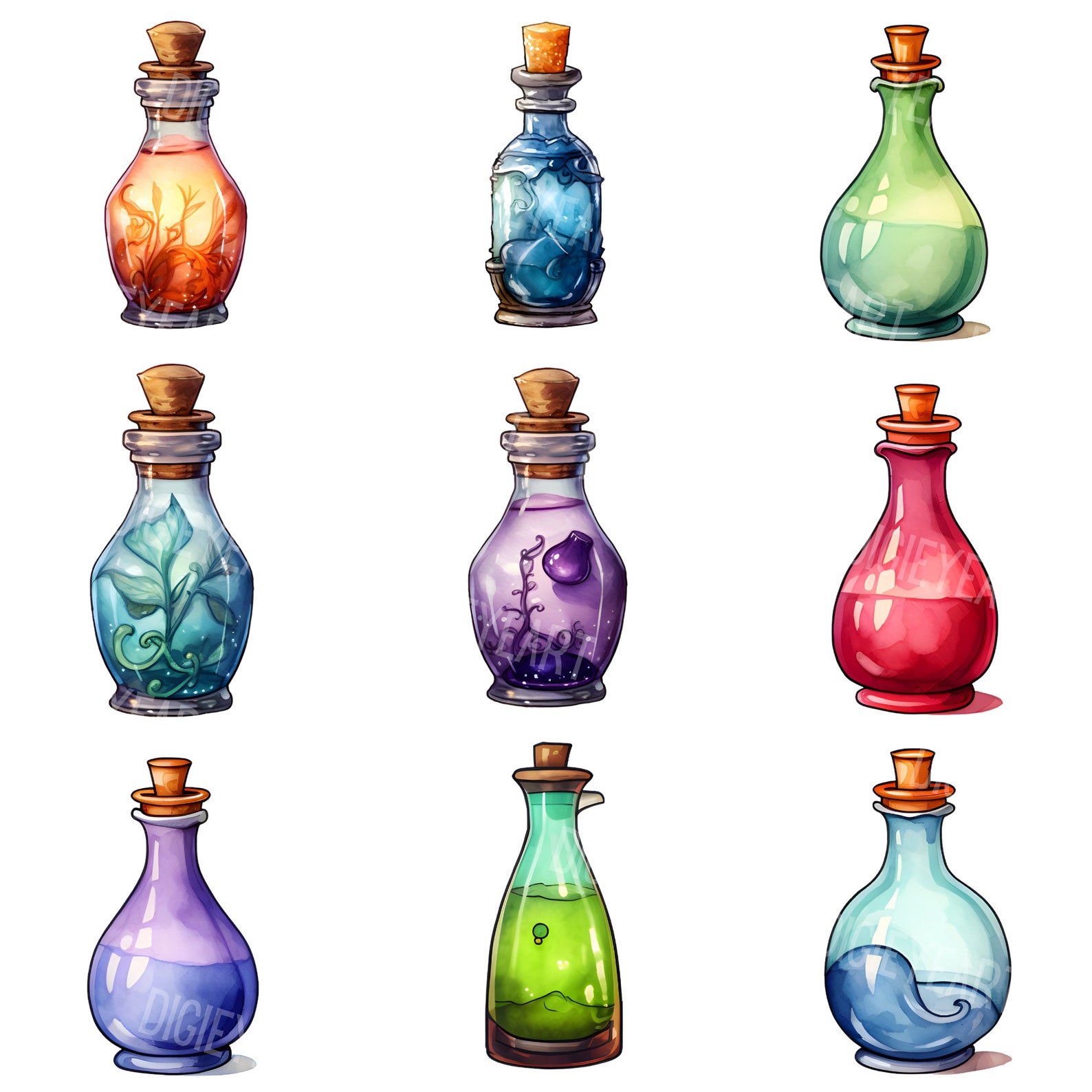 Potion Bottle Clipart, Potion Bottles Clip Art, Halloween Poison Image ...