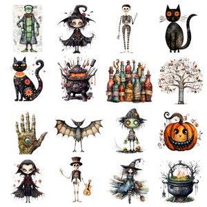 Whimsical Halloween Monsters Clipart, Whimsical Monsters Jpg, Mixed ...