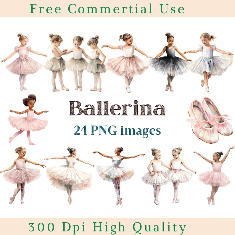 Watercolor Ballerina Clipart, Ballet Girls Clip Art, Dance Jpg ...