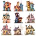 Whimsical Boho House Clipart, Mixed Bohemian House CU Clip Art Png ...