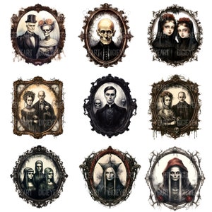 Spooky Portrait Clipart, Gothic Portrait Clip Art, Halloween Portrait ...