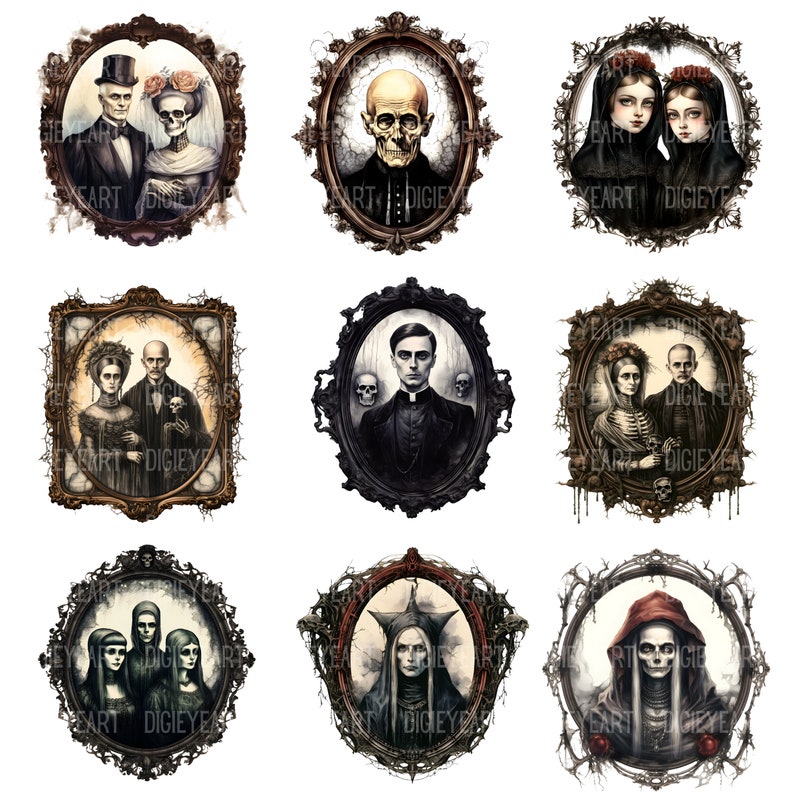 Spooky Portrait Clipart, Gothic Portrait Clip Art, Halloween Portrait ...