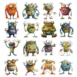 Whimsical Monsters Clipart, Quirky Monster Clip Art Png, Funny ...