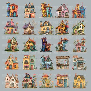 Whimsical Boho House Clipart, Mixed Bohemian House CU Clip Art Png ...