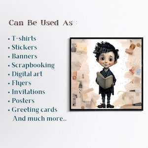 Whimsical Boys Clipart, Mixed Media Quirky Boy CU Clip Art, Cute Kids ...