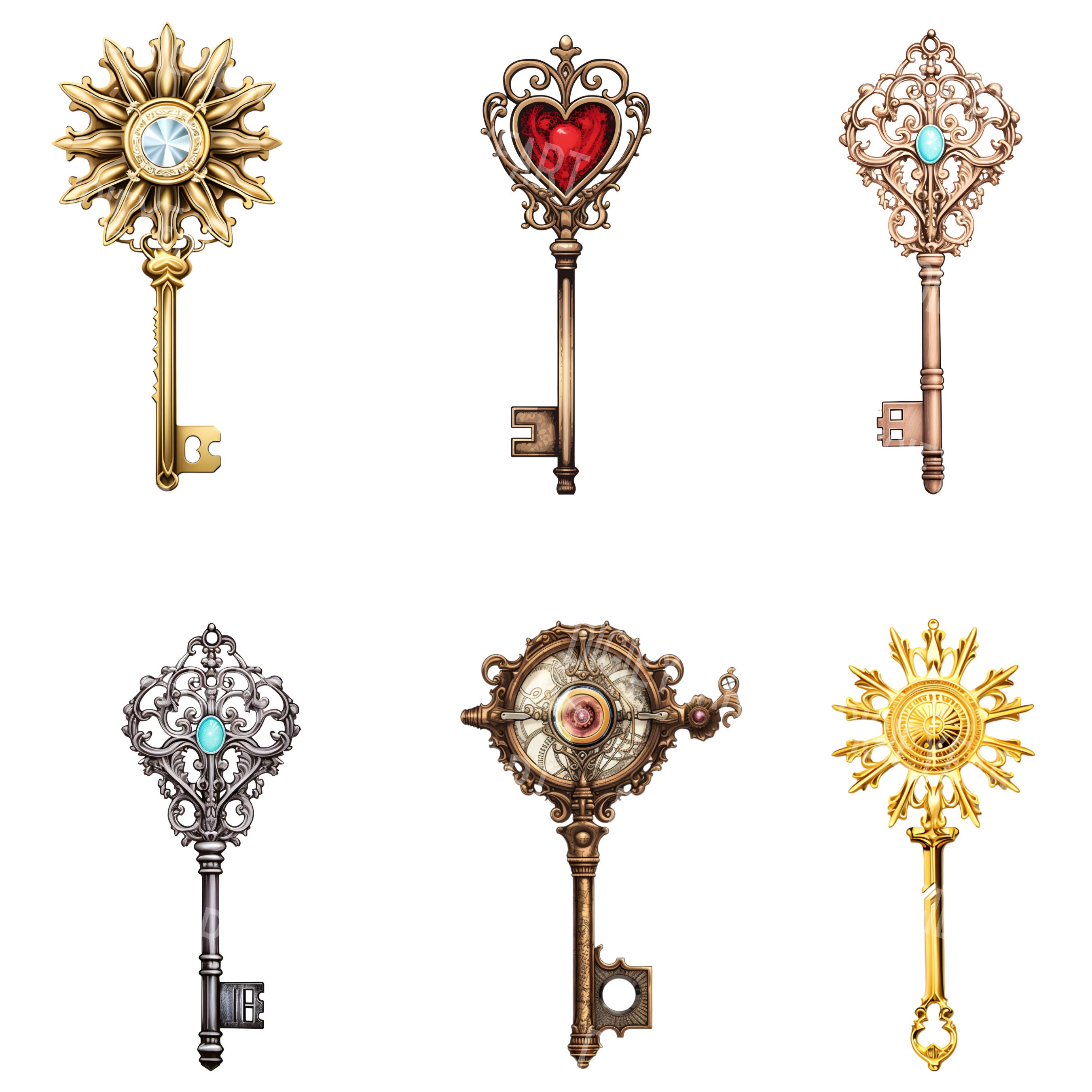 Vintage Key Clipart Magic Key Clip Art Png Fantastic Keys - Etsy