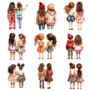 Best Friends Clipart, Bestie Girls CU Clip Art, Children Image, Cute ...