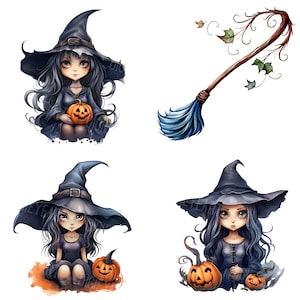 Cute Witch Clipart, Witch Clip Art Png, Halloween Image, Commercial Use ...