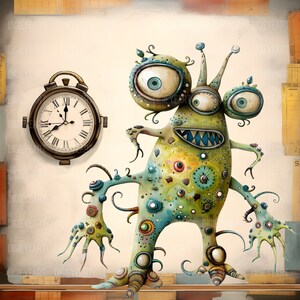 Whimsical Monsters Clipart, Quirky Monster Clip Art Png, Funny ...