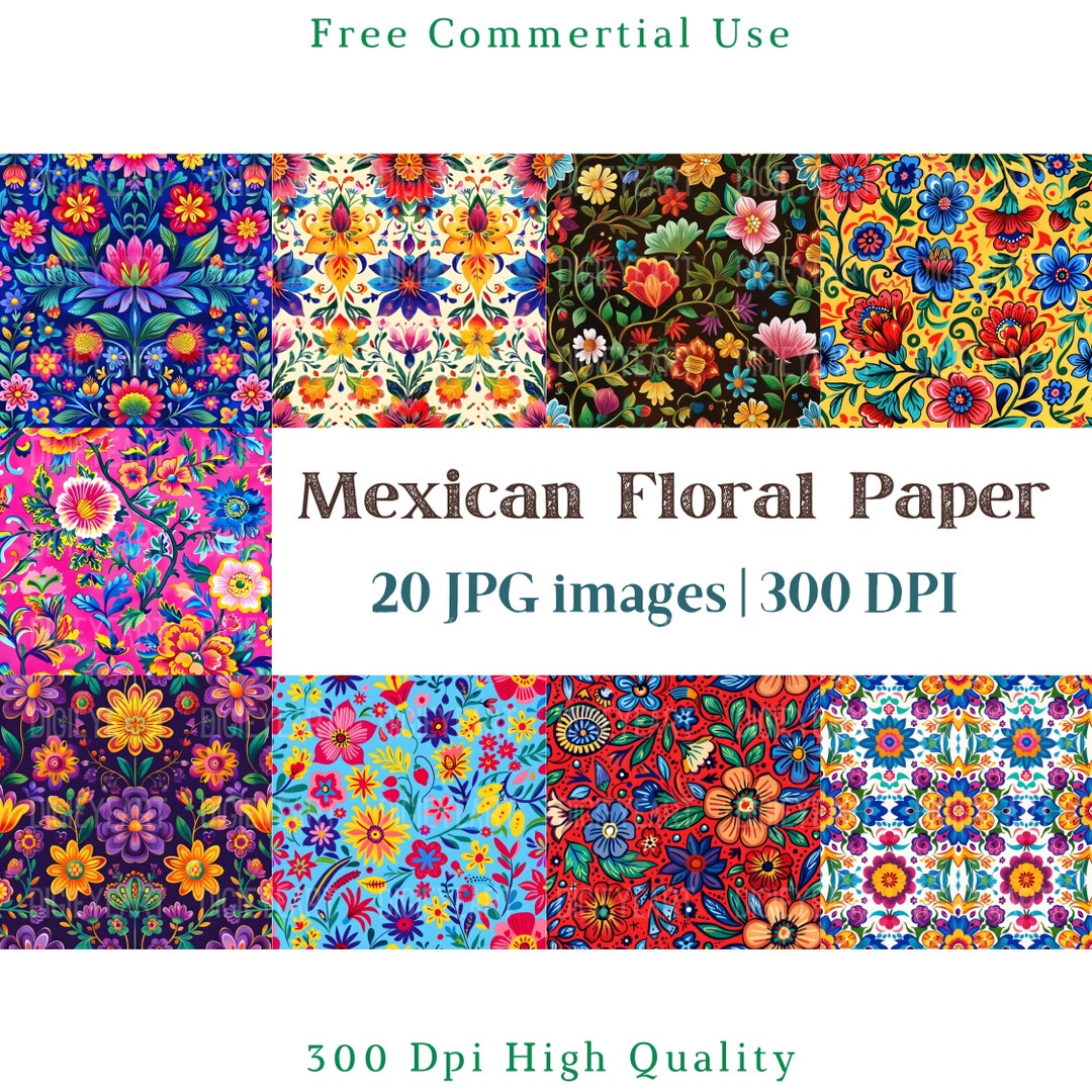 Seamless Mexican Pattern Digital Paper, Etnic Style Digital Papers ...