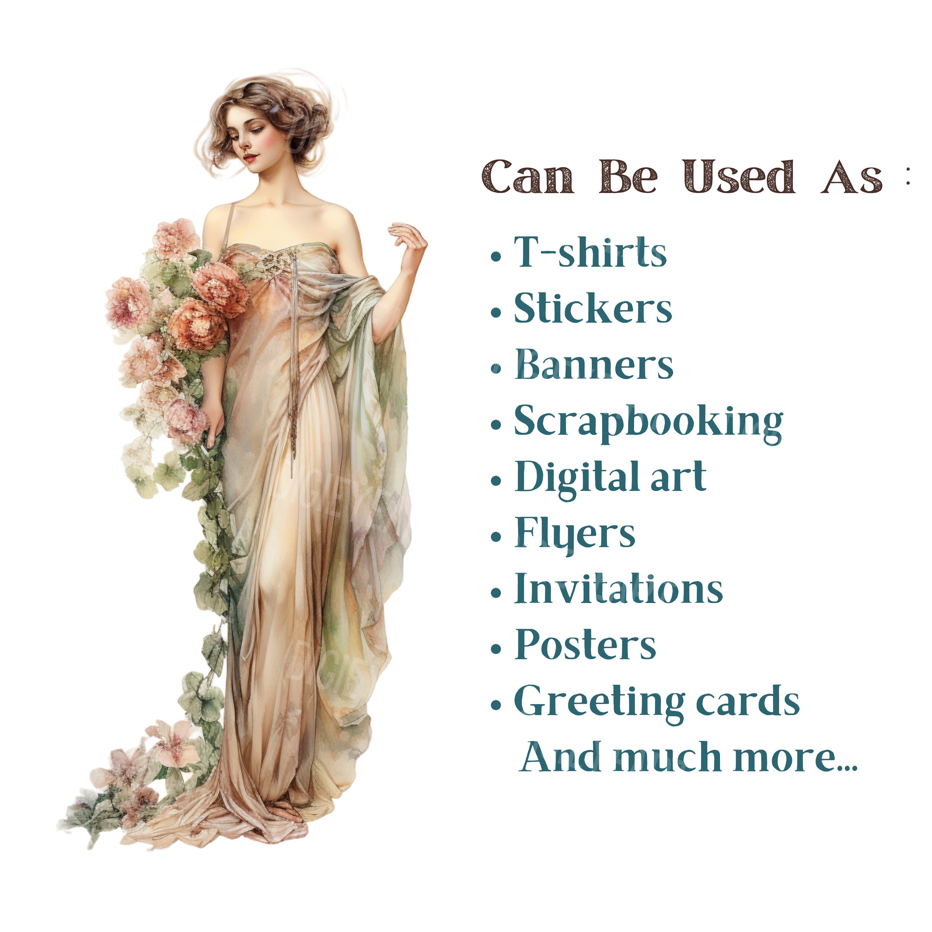 Watercolor Vintage Girls Clipart Girls Clip Art Ladies Png - Etsy