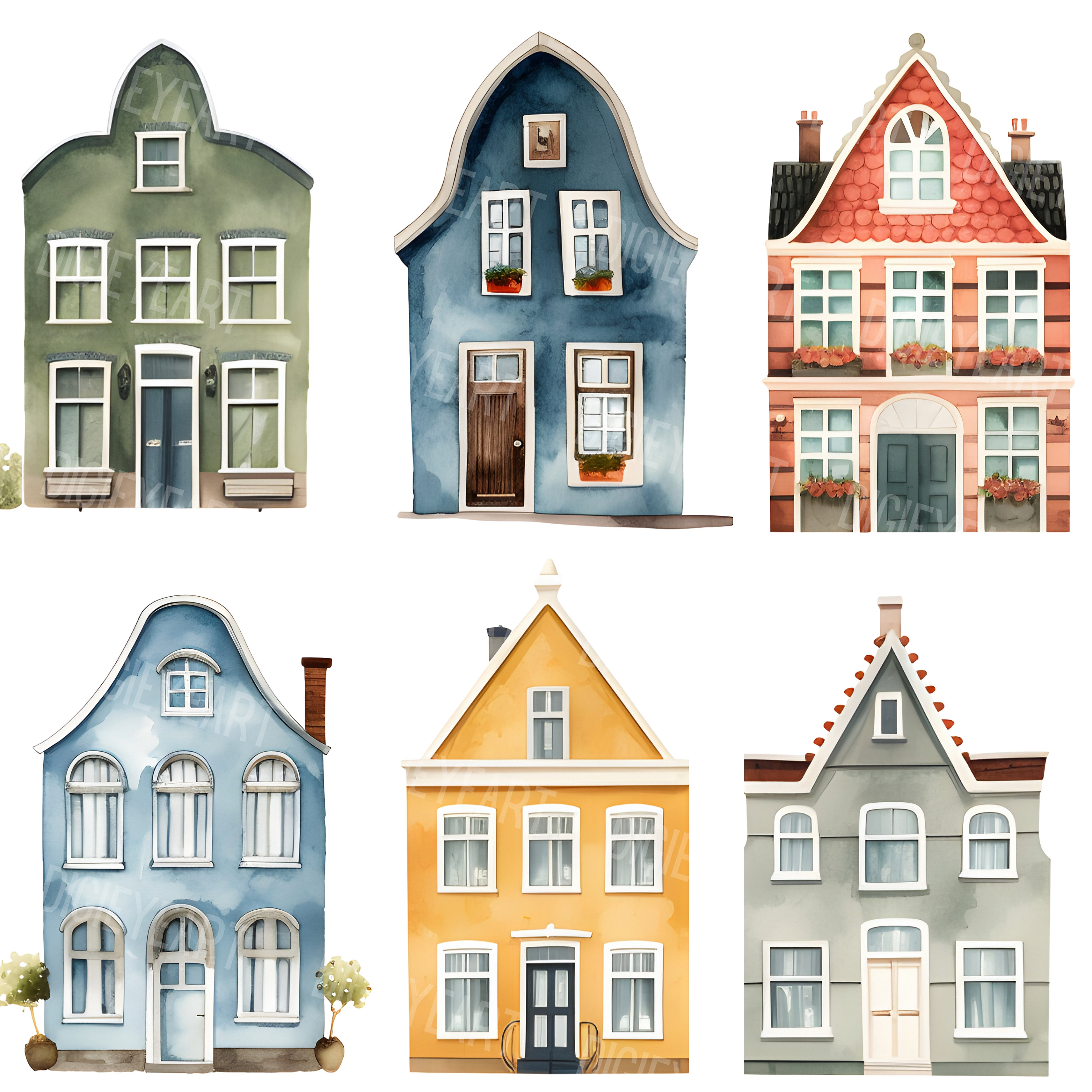 Family House Illustration Clipart, House Clip Art Png, Digital Building ...