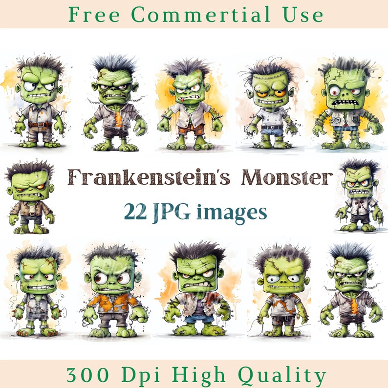 Frankenstein's Monster Clipart Halloween Clip Art - Etsy