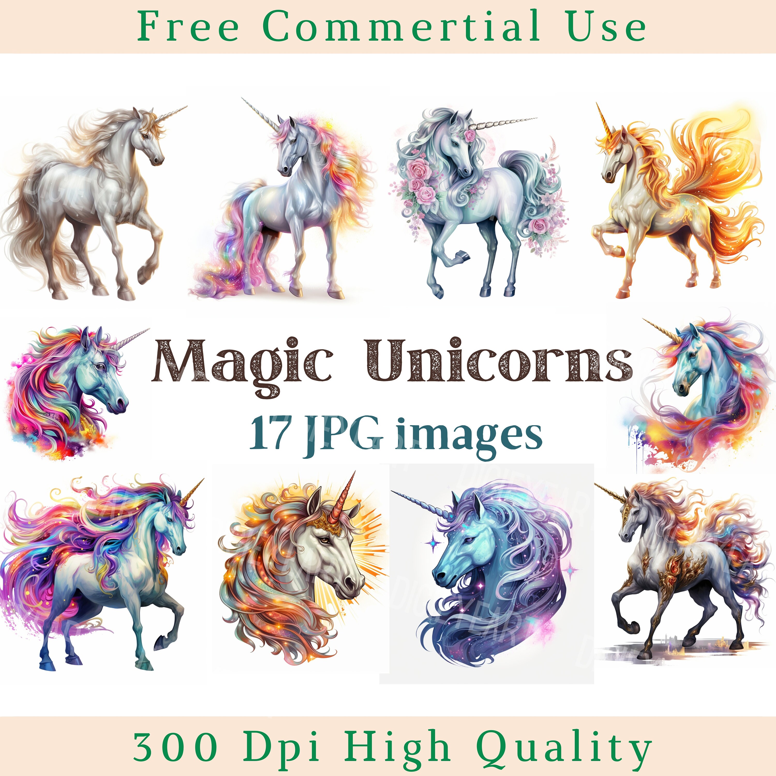 Magic Unicorn Clipart Unicorns Clip Art Horse Jpg Fantasy - Etsy
