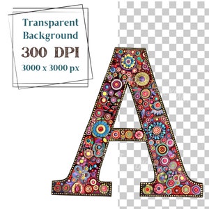 Boho Alphabet Clipart, Letters CU Clip Art, Bohemian Initials PNG ...