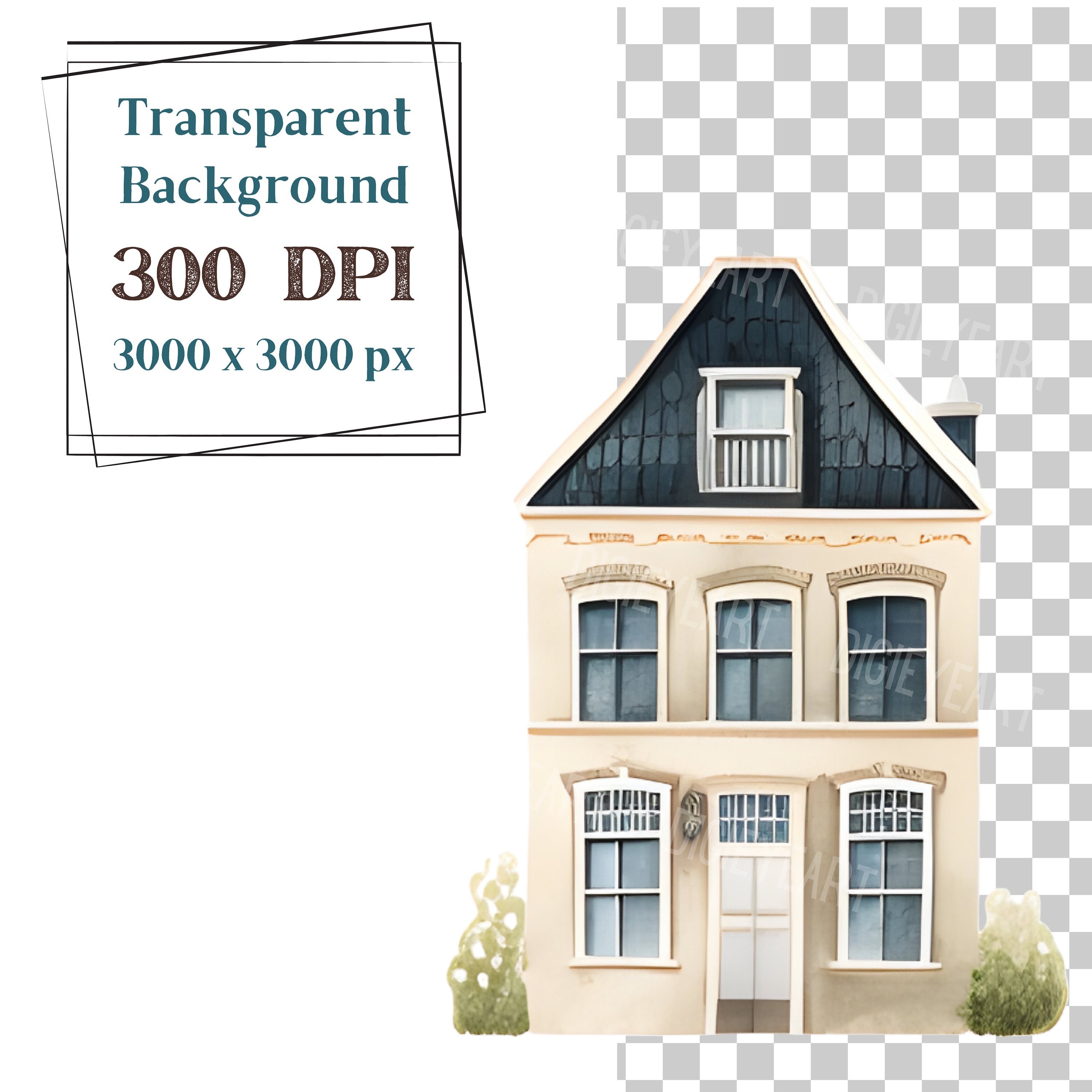 Family House Illustration Clipart, House Clip Art Png, Digital Building ...