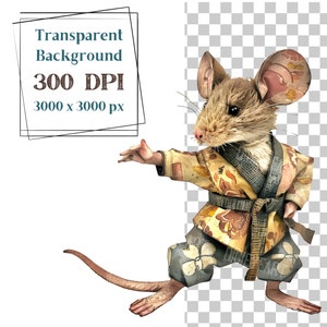 Whimsical Mouse Clipart, Quirky Mice Clip Art, Mixed Media Mouse PNG ...