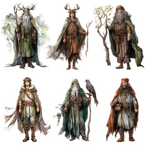 Watercolor Celtic Druid Clipart, Irish Wizard Clip Art Png, Celtic ...