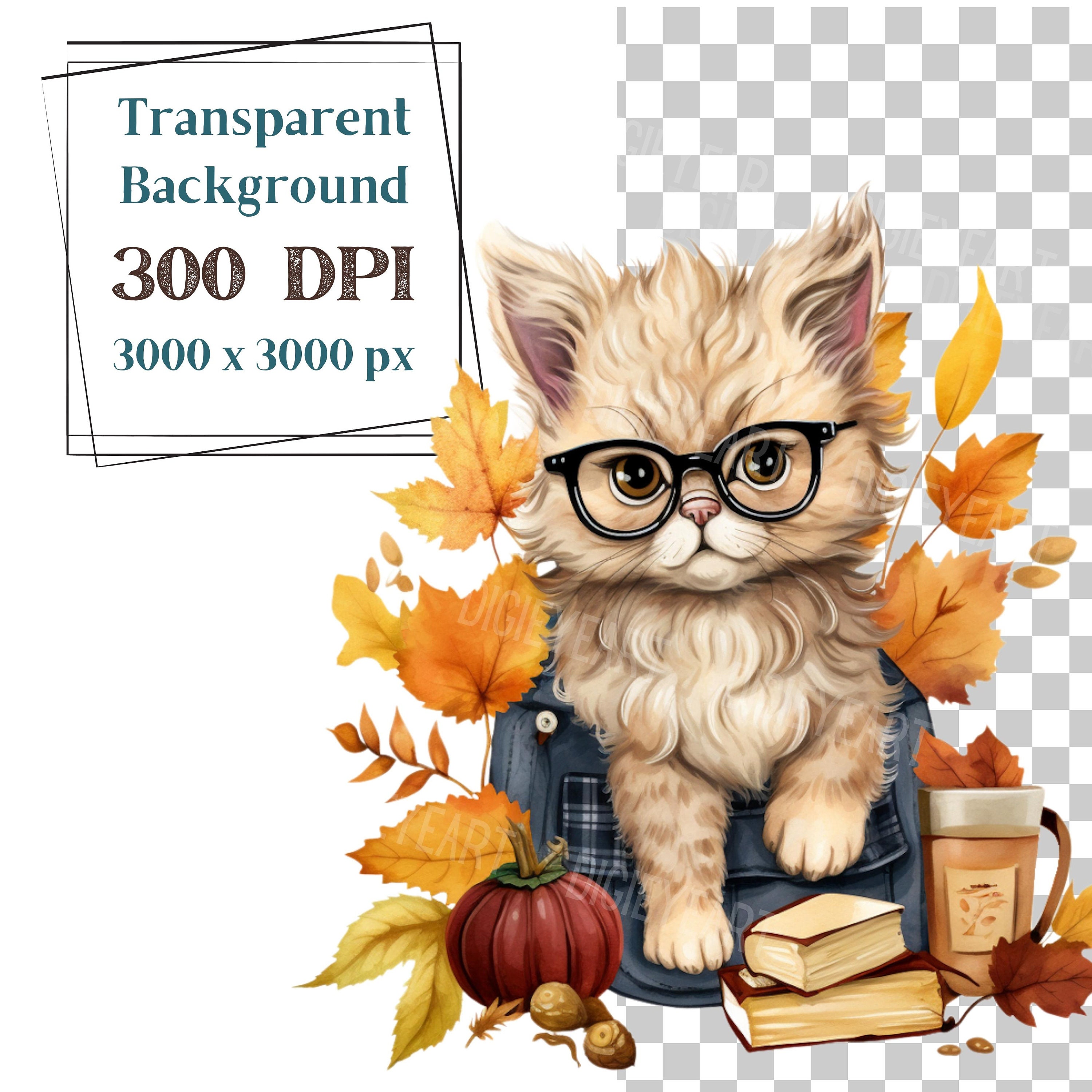 Fall Kittens Clipart Autumn Cat Clip Art Composite Elements - Etsy