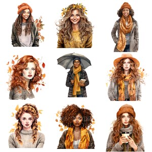 Fall Girl Clipart, Autumn Woman Clip Art, Composite Elements Png, Black ...