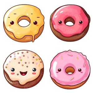 Kawaii Donut Clipart, Kawaii Donuts Clip Art, Sweet Donut Png, Kawaii ...