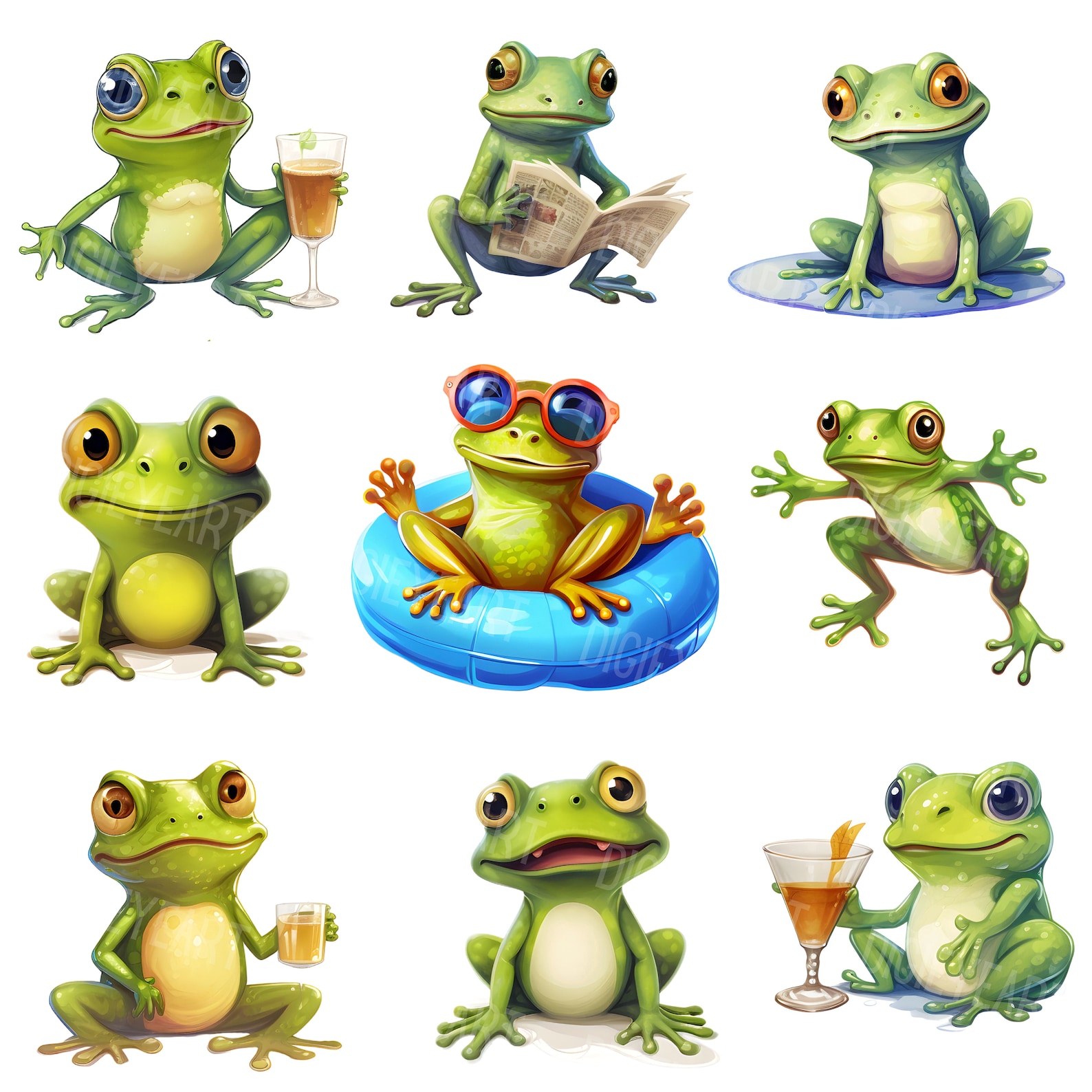 Funny Frogs Clipart, Cute Frog Clip Art, Animals Png, Happy Froggy ...