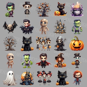 Cute Halloween Monsters Clipart, Halloween Clip Art, Spooky Image ...