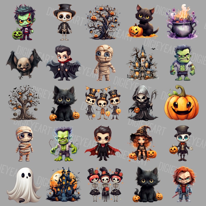 Cute Halloween Monsters Clipart, Halloween Clip Art, Spooky Image ...