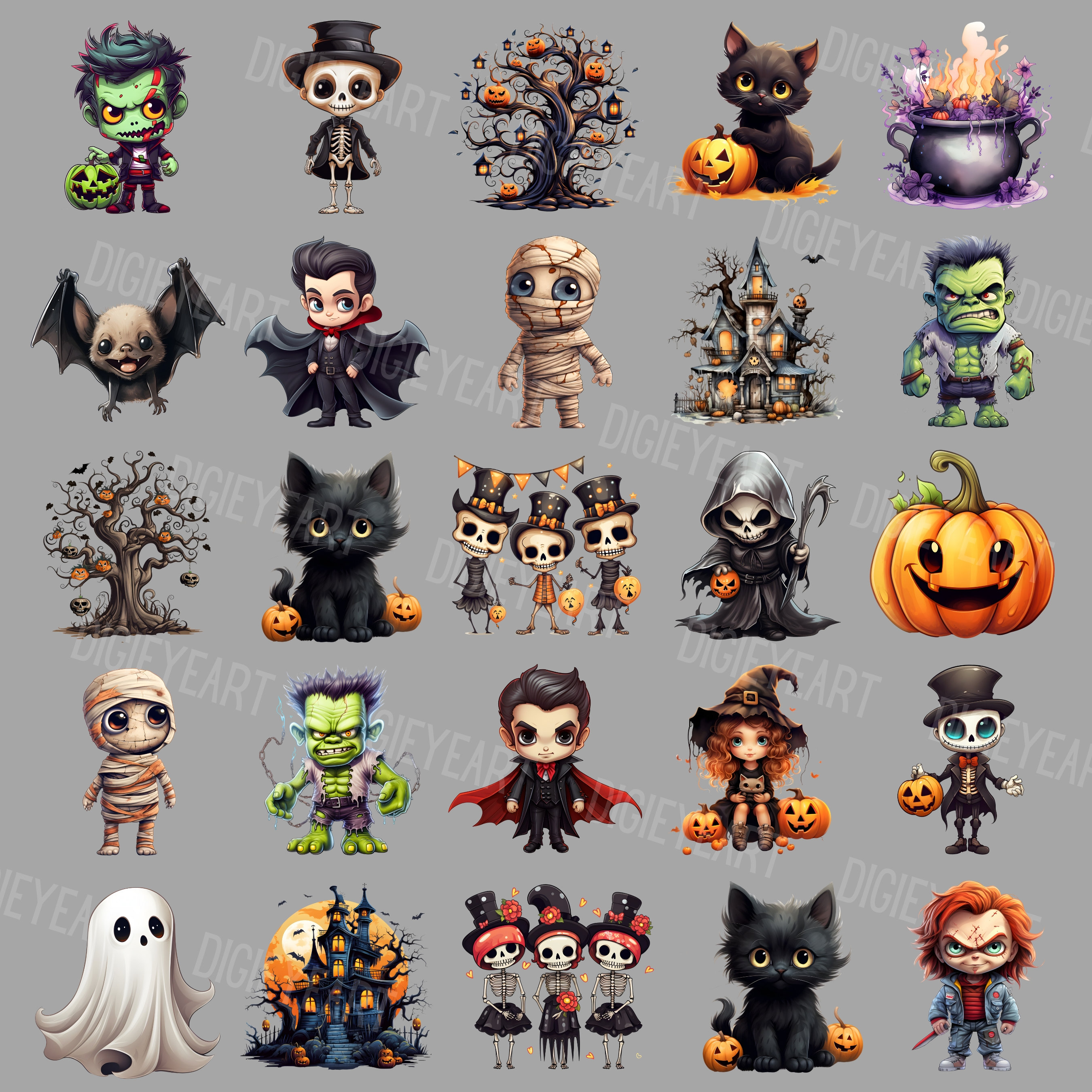 Cute Halloween Monsters Clipart, Halloween Clip Art, Spooky Image ...