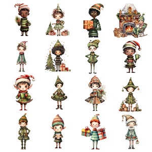 Whimsical Christmas Elf Clipart, Christmas Fussy Cut Images, Mixed ...