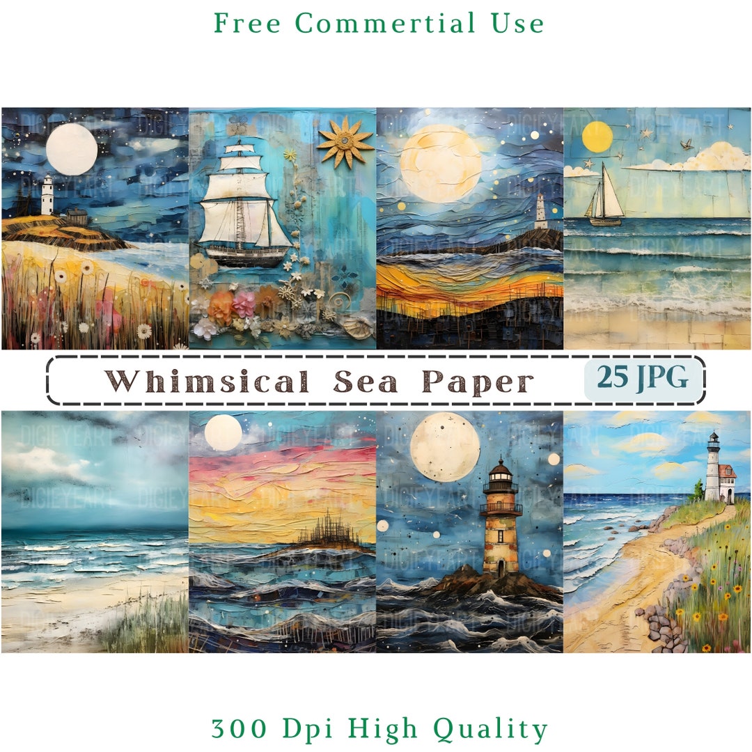 Whimsical Sea Paper, Whimsical Beach Nature Scenes, Whimsical Backdrop ...