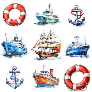 Watercolor Ship Clipart, Old Times Ship Clip Art, Vessel Jpg, Retro ...
