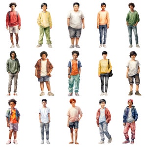 Casual Boys Clipart, Kids CU Clip Art, Children Image, Ethnic Diversity ...