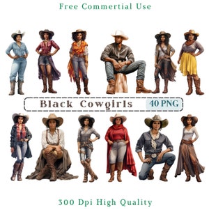 Black Cowgirl Clipart, Afro Cowgirls CU Clip Art, Composite Elements ...