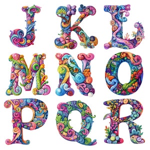 Whimsical Alphabet Clipart, Letters CU Clip Art, Funny Initials PNG ...