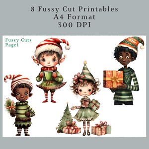 Whimsical Christmas Elf Clipart, Christmas Fussy Cut Images, Mixed ...