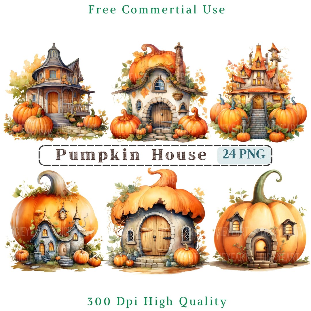 Pumpkin House Clipart, Pumpkin Castle Clip Art, Fairy House Image ...