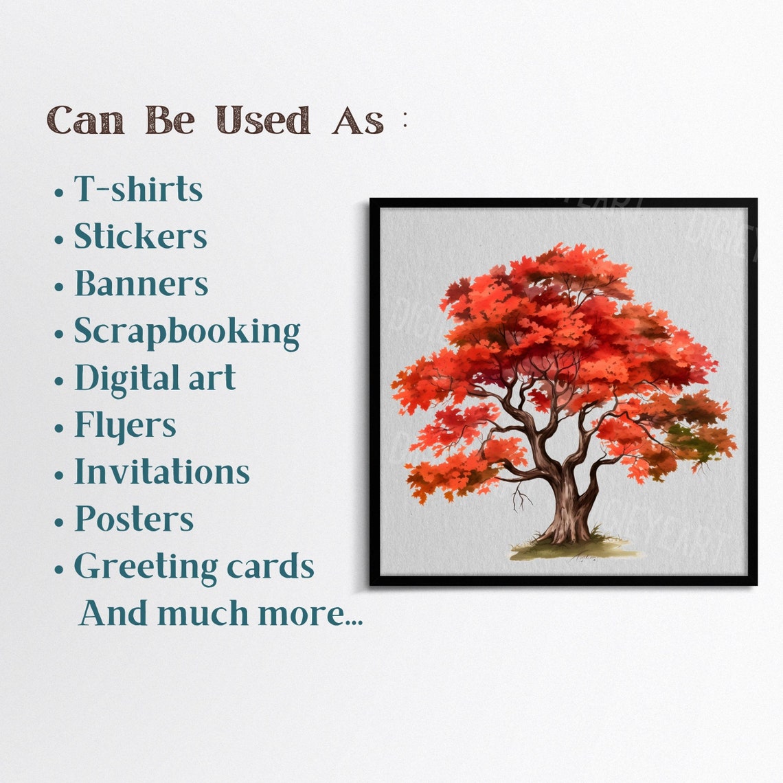 Autumn Trees Clipart, Fall Tree Clip Art Png, Forest Image, Commercial ...