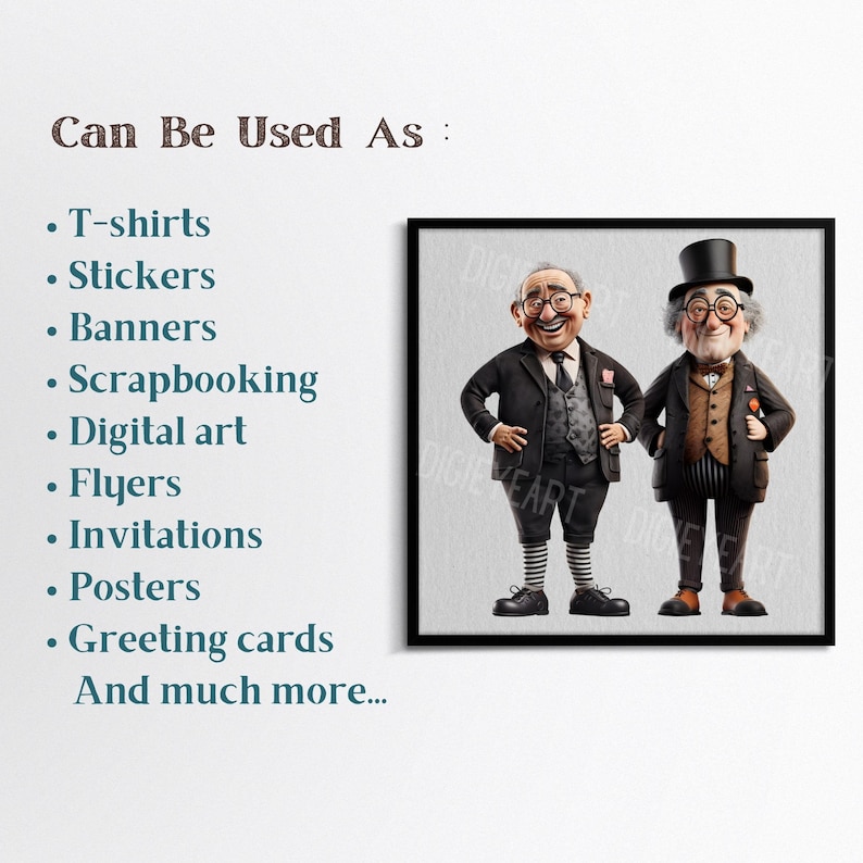 Whimsical Men Clipart, Mixed Media Quirky Man CU Clip Art, Old Man ...