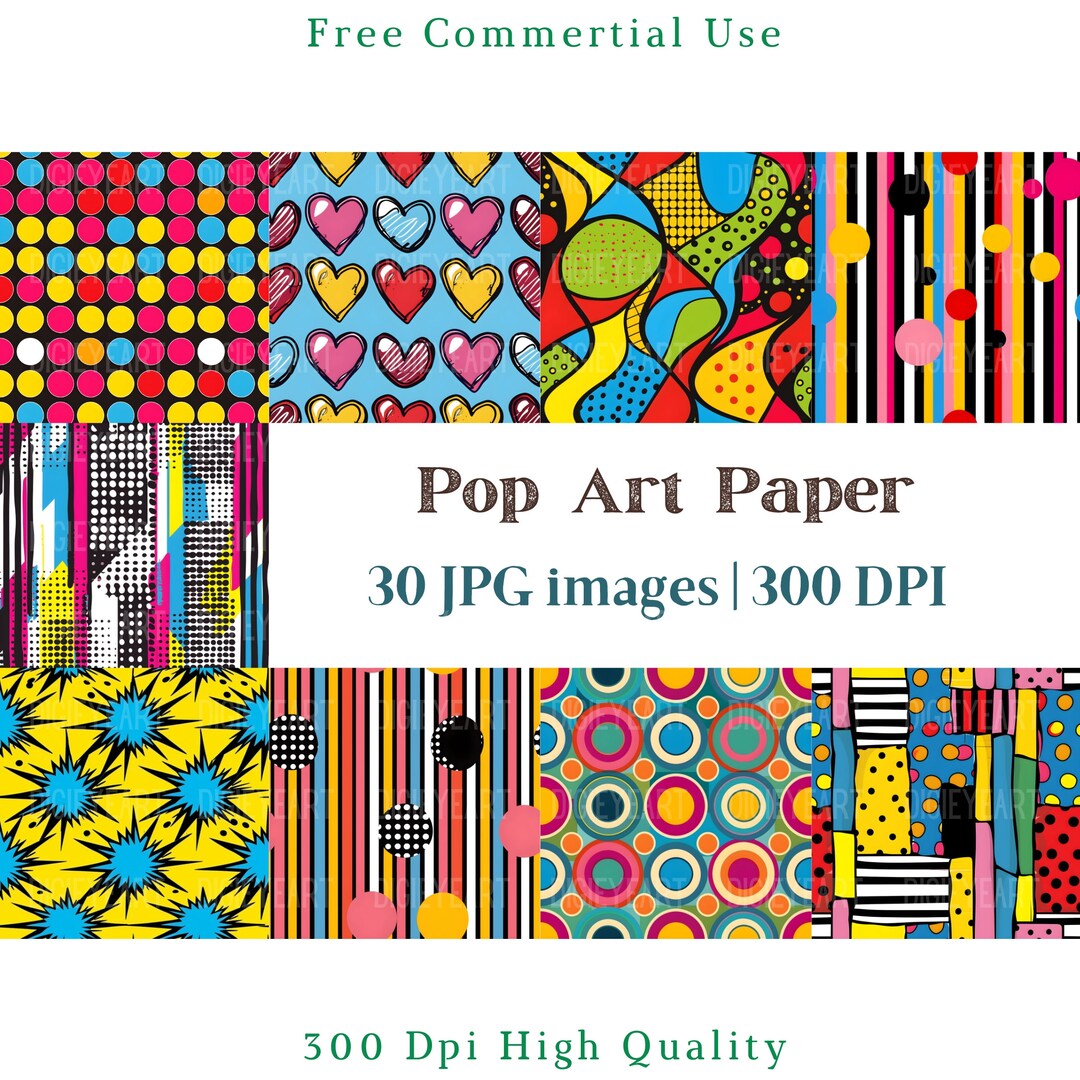 Seamless Pop Art Pattern Digital Paper, Geometric Style Digital Papers ...