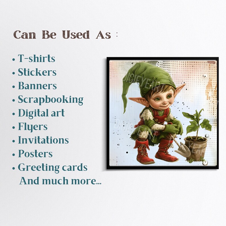 Whimsical Christmas Elf Clipart, Christmas Fussy Cut Images, Mixed ...