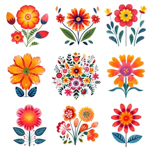 Mexican Flowers Clipart, Vivid Flowers Clip Art, Ethnic Images ...