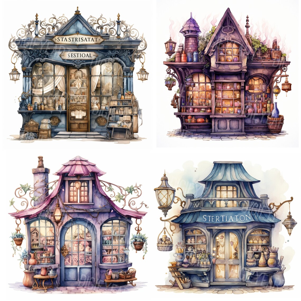 Watercolor Magic Store Clipart, Magic Shop Clip Art, Fairy Shop Jpg ...