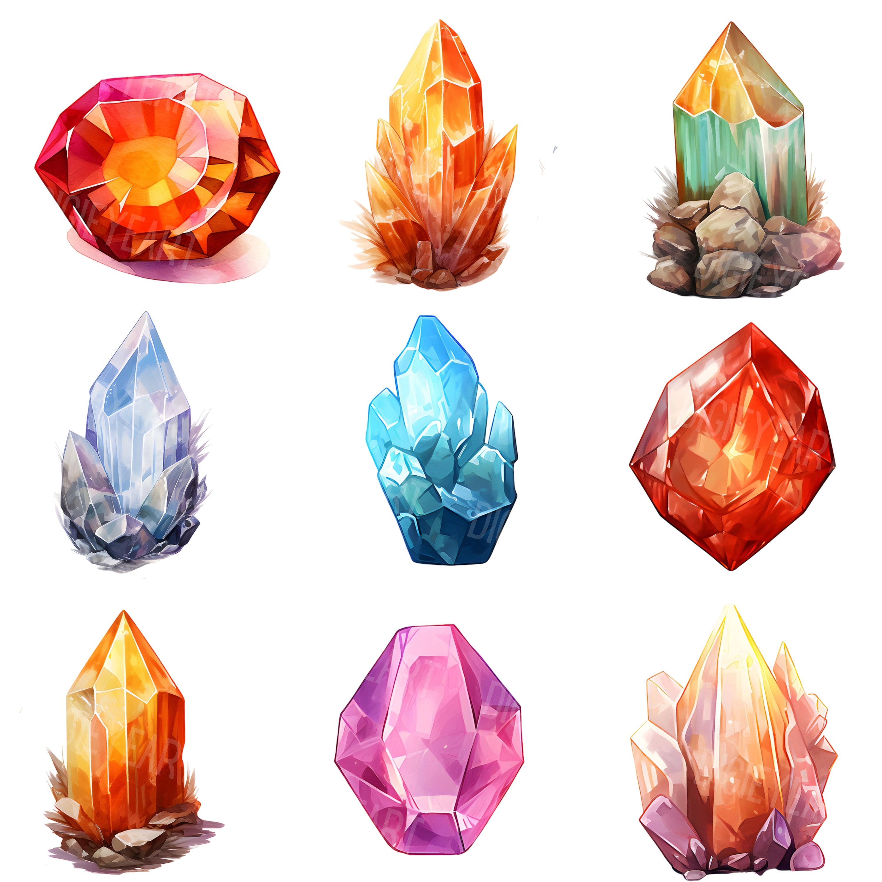 Crystals Gemstones Clipart Crystal Gems Clip Art Png - Etsy