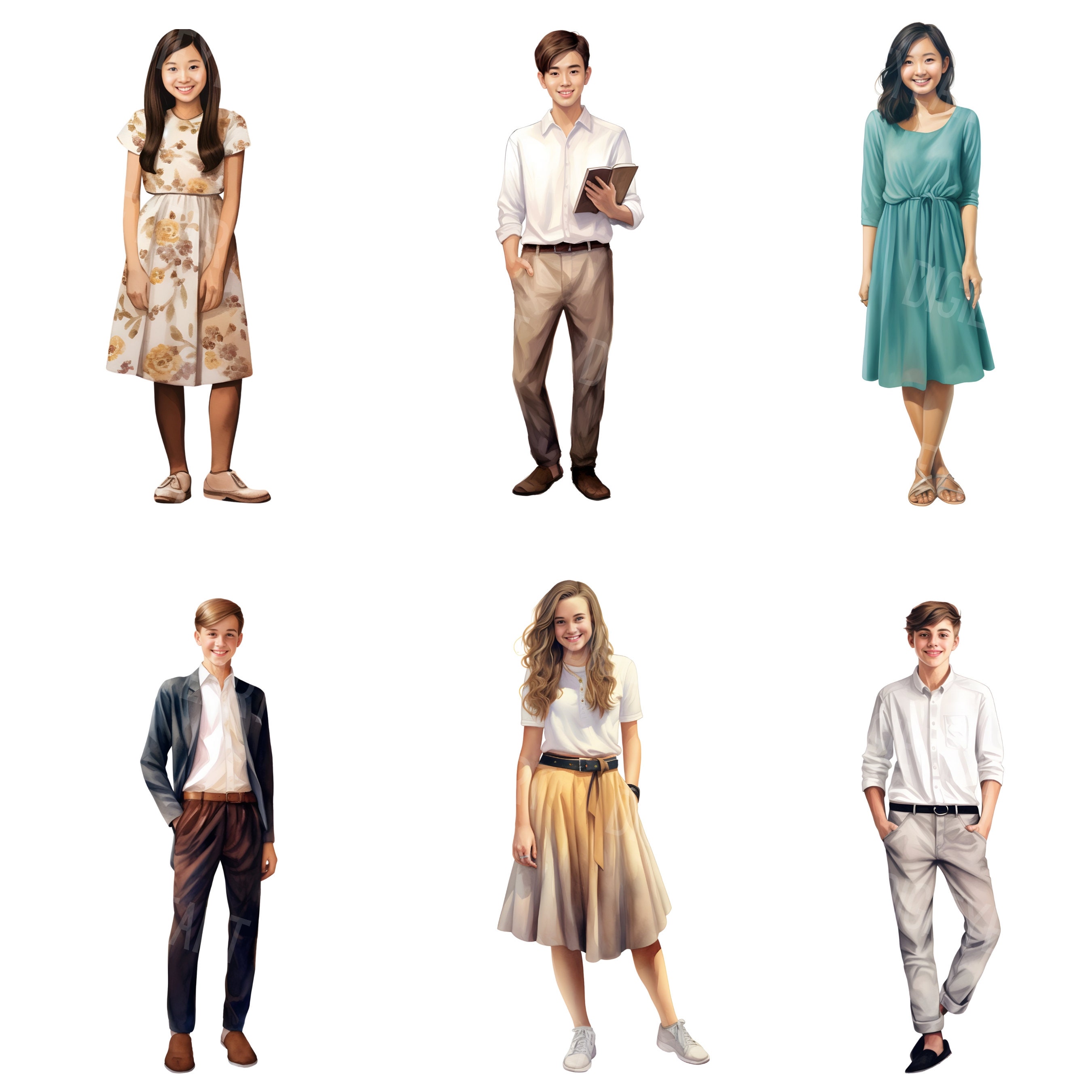 Teenagers Clipart Teens Clip Art Good Kids Image Ethnic - Etsy