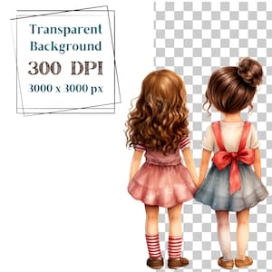 Best Friends Clipart, Bestie Girls CU Clip Art, Children Image, Cute ...