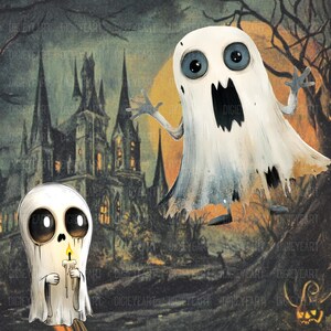 Whimsical Ghosts Clipart, Spoky Quirky Ghost Clip Art Png, Halloween ...