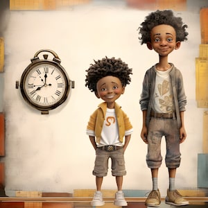 Whimsical Boys Clipart, Mixed Media Quirky Boy CU Clip Art, Cute Kids ...