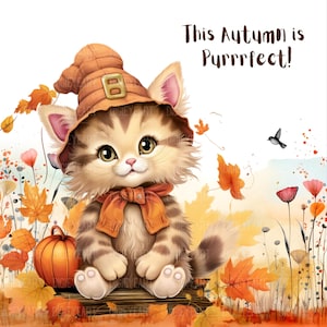 Fall Kittens Clipart, Autumn Cat Clip Art, Composite Elements Png, Fall ...