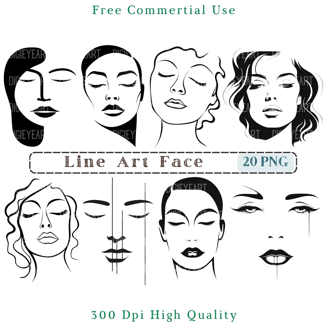 Line Art Face Clipart, Line Art CU Clip Art, Line Art Girls PNG ...